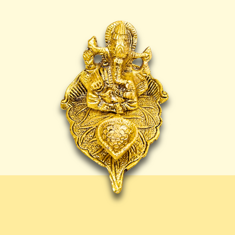 Handcrafted Metal Ganesh Golden Deepak for Pooja, Temple & Décor ...
