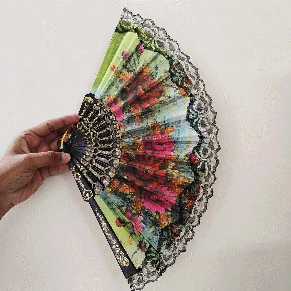 Fancy Senorita Hand Fan in Black for Elegant Decor & Gifting – ArtByArtisan